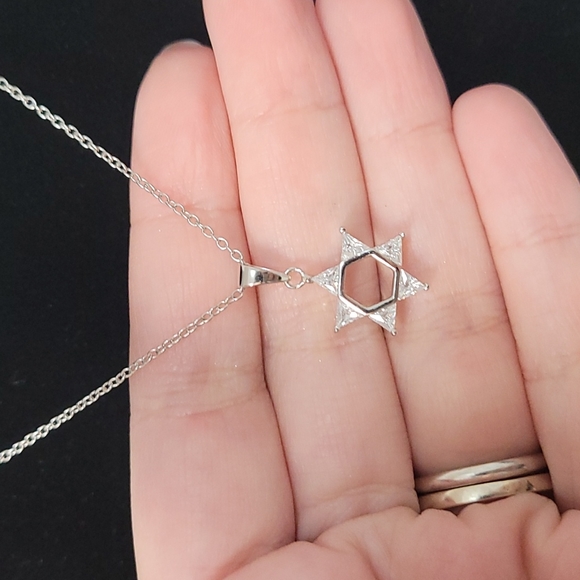 Jewelry | Magen David Cz Diamond Necklace With Sterling Silver | Poshmark